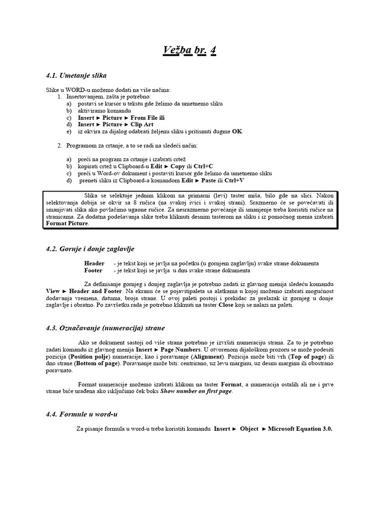 Word - Vezbe - 4 | PDF