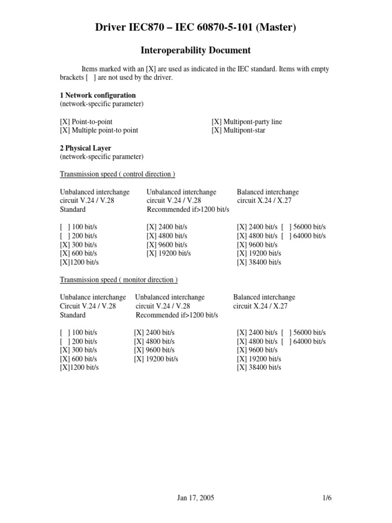 Profile IEC 60870-5-101 (Master) | PDF | Bit Rate | Bit