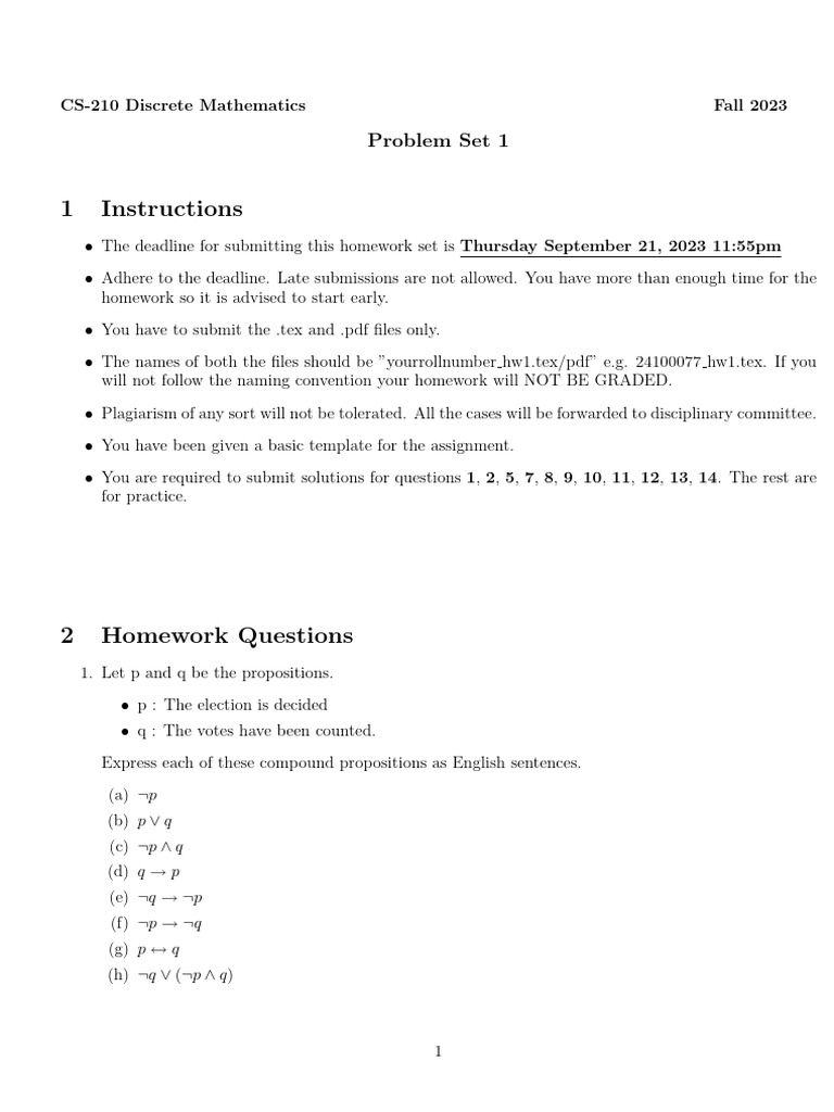 CS210 Homework1 Fall2023 | PDF