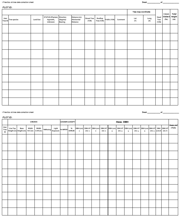 Tree Data Sheet | PDF | Natural Resource Management | Metrology