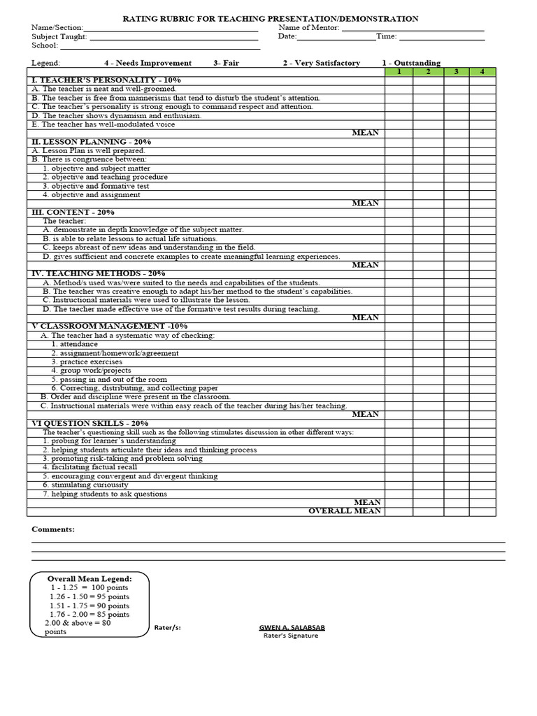 Rubric For Reporting Pdf
