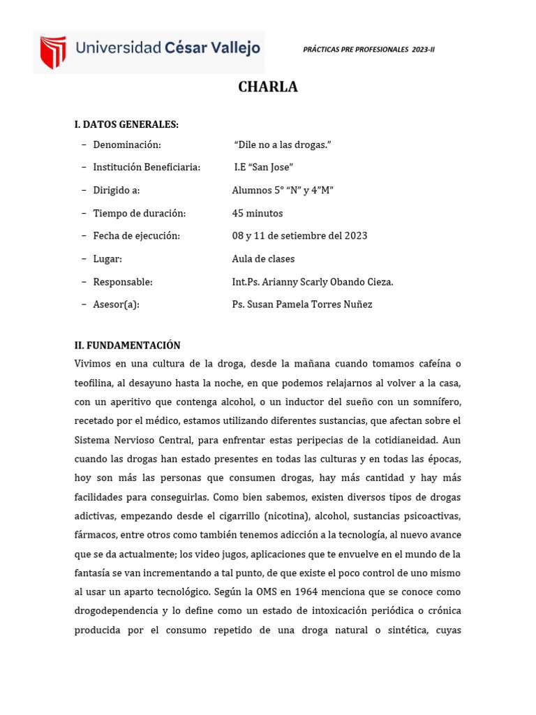 Charla Sobre Drogas | PDF