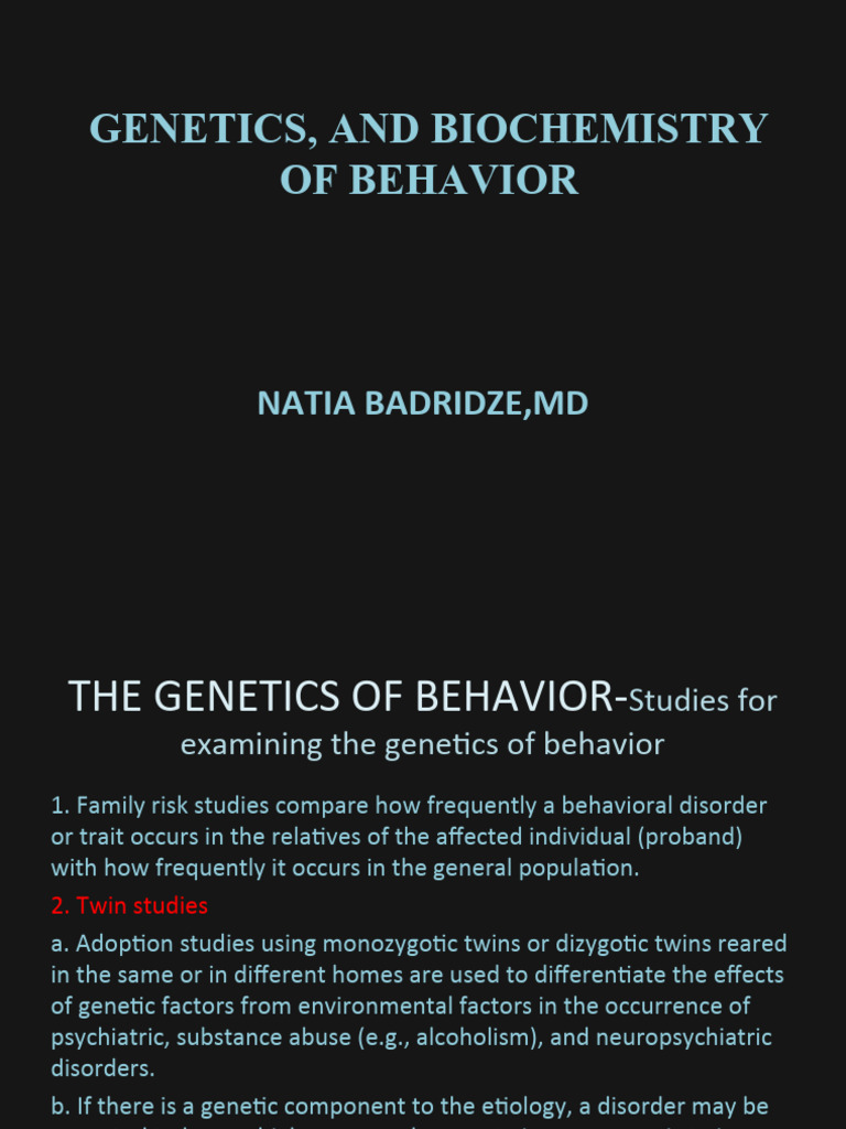 Genetics and Biochemistry of Behavior | PDF | Neurotransmitter ...