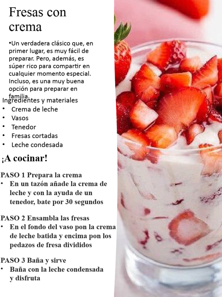 Receta de Fresas Con Crema | PDF