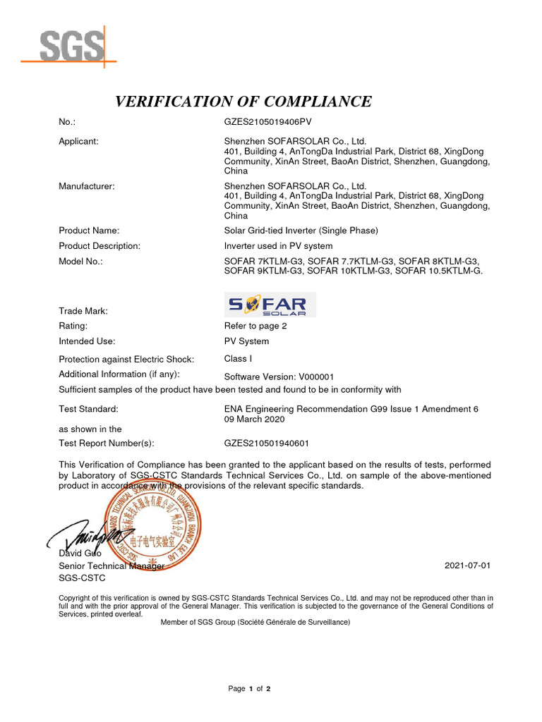 Verification of Compliance | PDF | Alternating Current | Verification ...