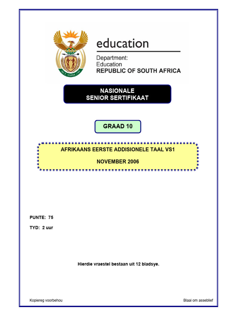Afrikaans-P1 | PDF