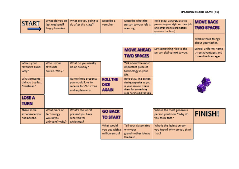 B1 Speaking Board Game Activities | PDF