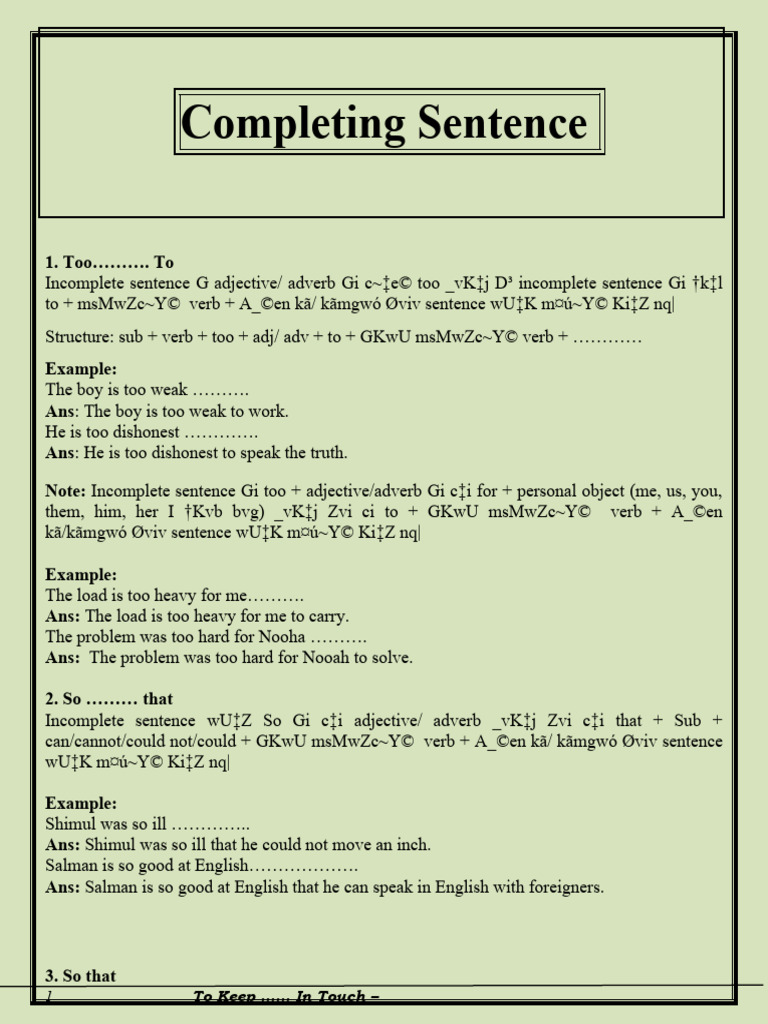 L - Completing Sentence | PDF