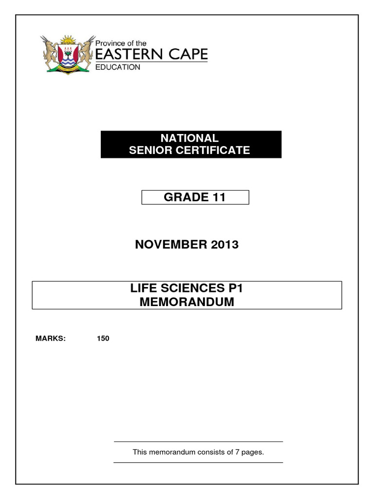 Life Science Paper 2 GR11 MEMO NOV 2013 1 | PDF | Diabetes | Insulin