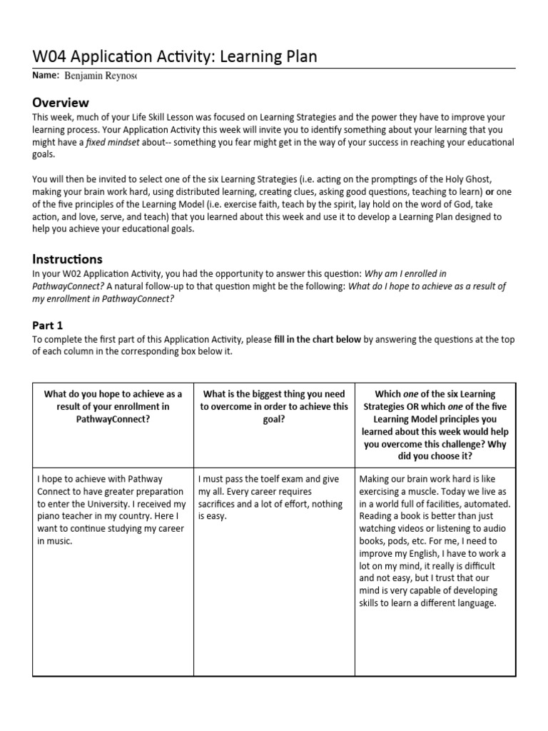 Week 4 Application Activity Template | PDF | Learning | Behavior ...
