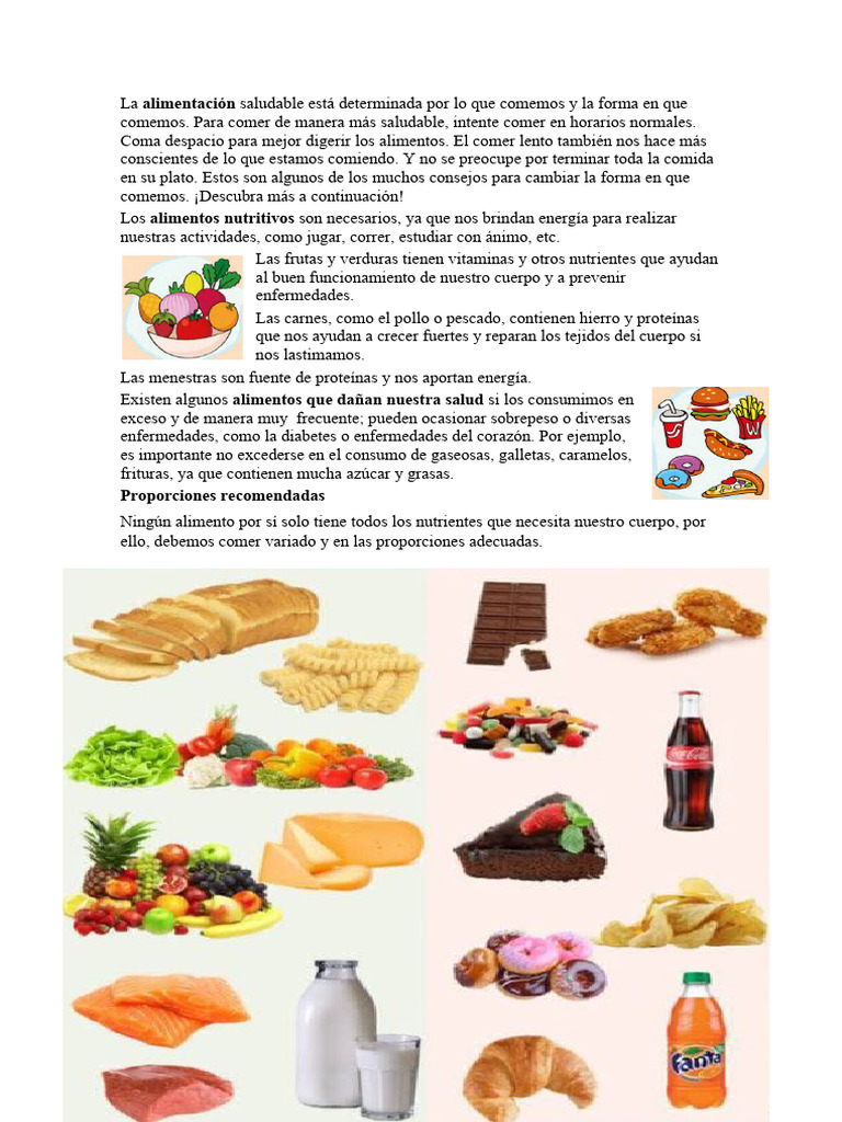 Alimentos Saludables Y No Saludables Pdf