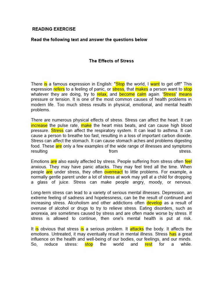 Reading and Listening Exercise | PDF