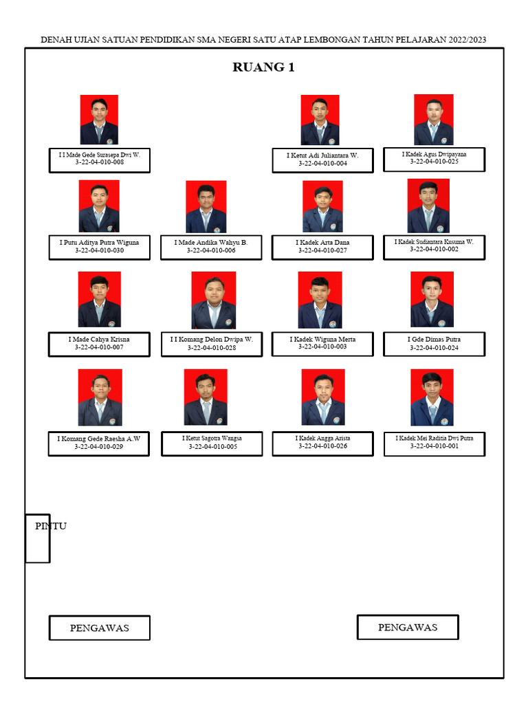 DENAH UJIAN SEKOLAH | PDF