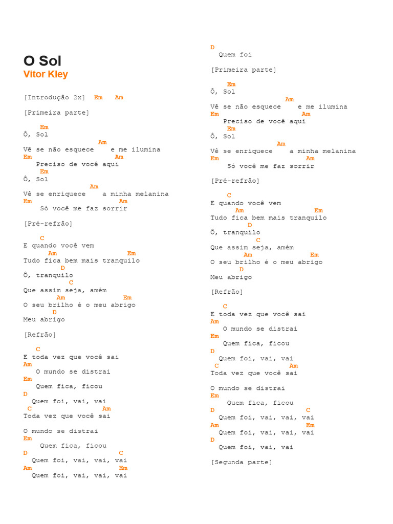 O Sol - Vitor Kley (Cifra Club) | PDF
