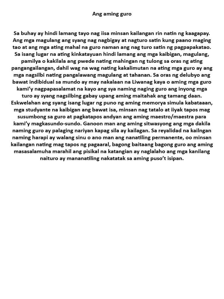 Ang Aming Guro Talumpati | PDF
