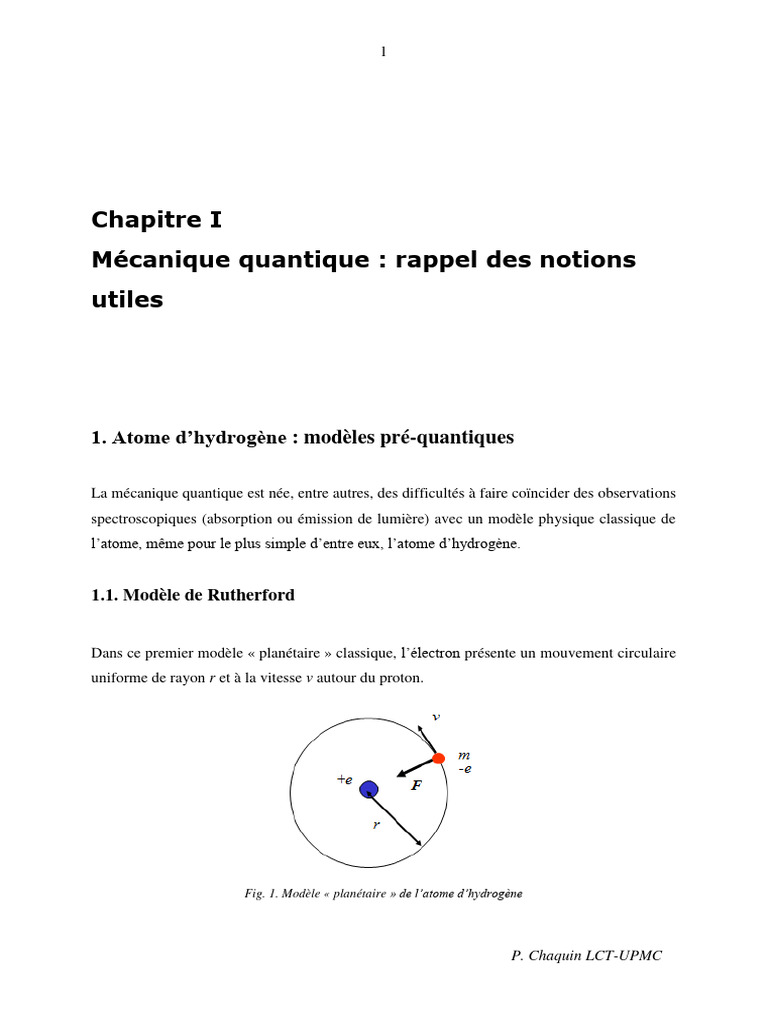 1.introduction Mecanique Quantique | PDF
