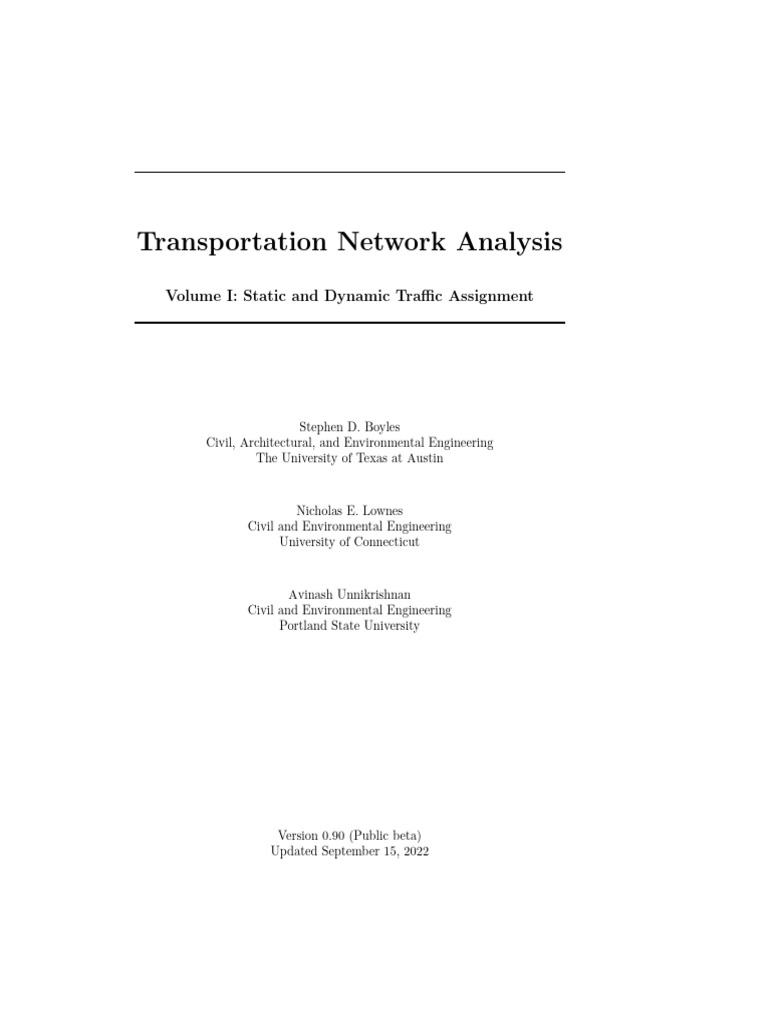 Transportation Network Analysis Overview | PDF | Mathematical Optimization | Transport