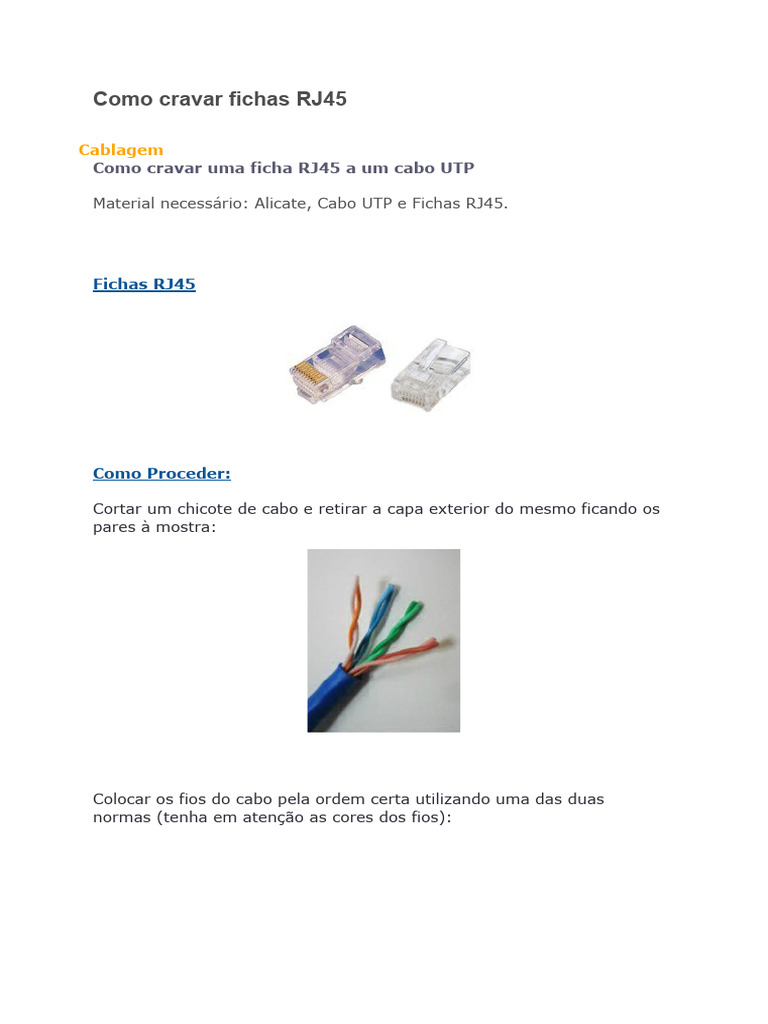 Como Cravar Fichas RJ45 | PDF