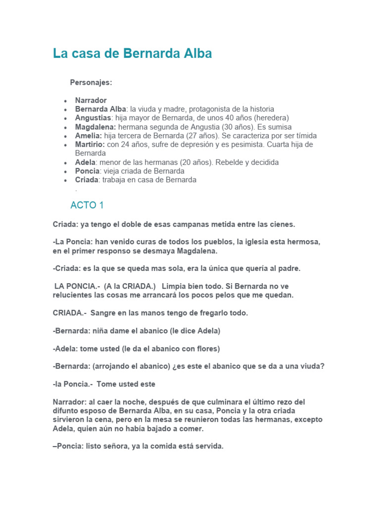 La Casa de Bernarda Alba. 22 | PDF