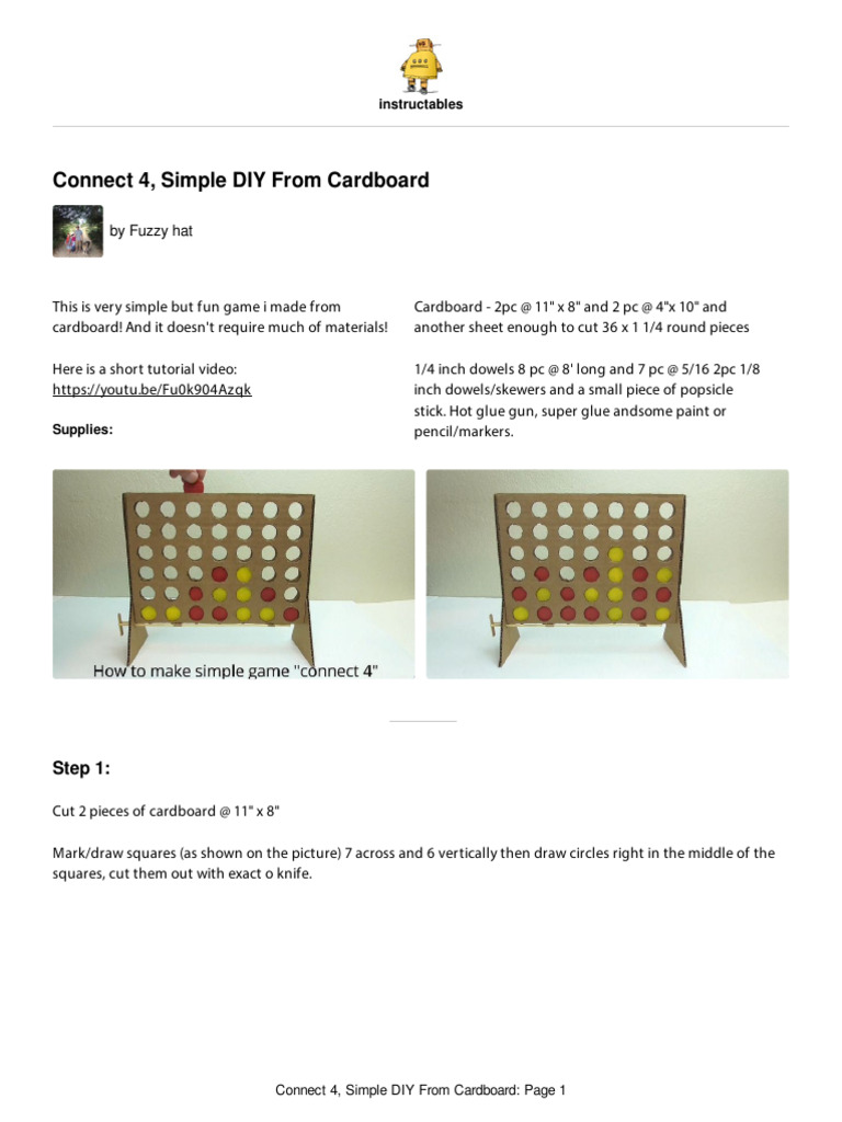 Connect 4 Simple DIY From Cardboard | PDF