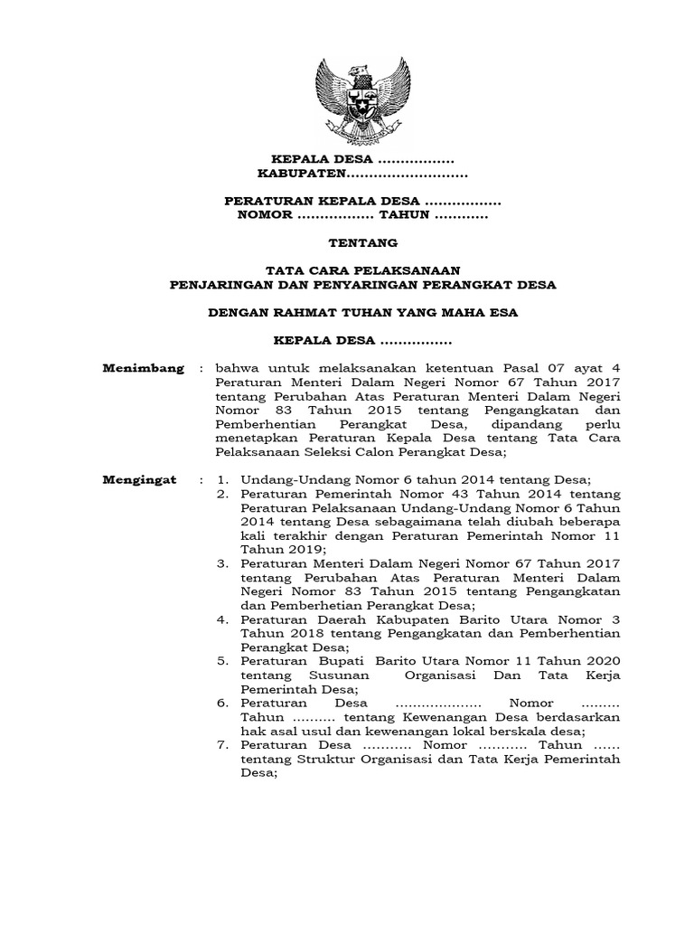 Contoh Perkades Penjaringan | PDF