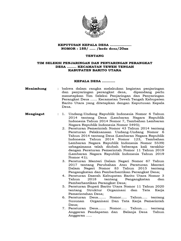 Contoh SK Panitia (SOTK) | PDF