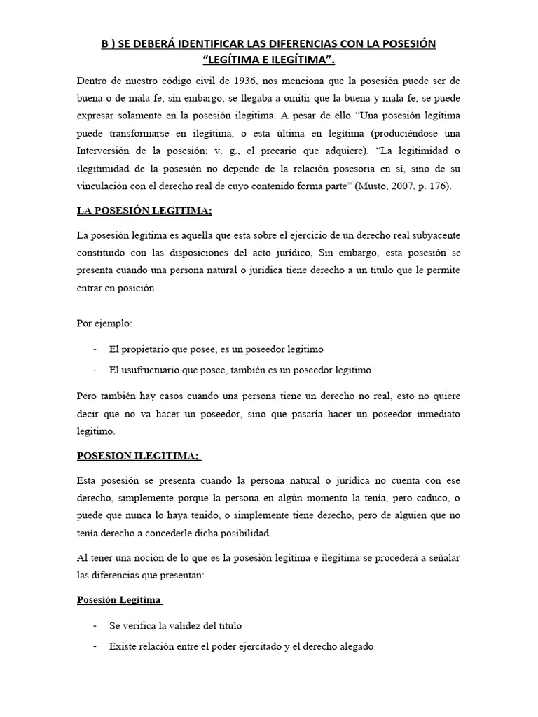 Diferencias de La Posesion Legítima e Ilegítima | PDF