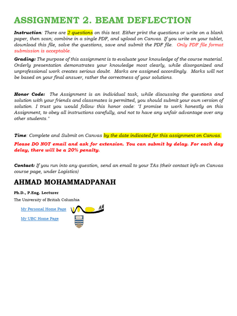 Assignment 2 Beam Deflection Pdf