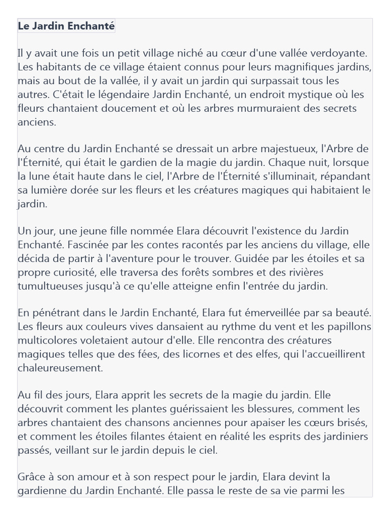 Le Jardin Enchanté | PDF