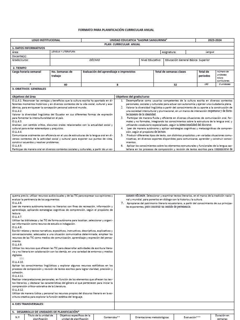Pca de 10° Egb - 2023-2024 | PDF