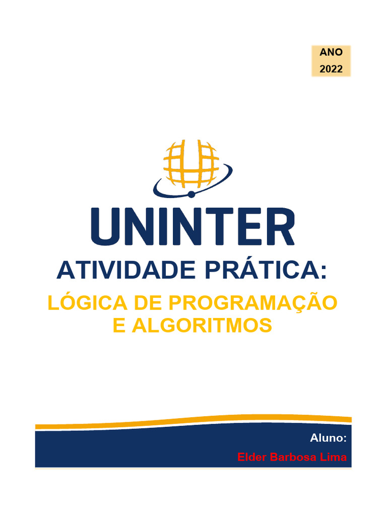 Atividade Pratica Linguagem Programacao EaD - Uninter | PDF
