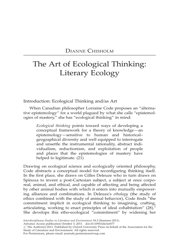 The Art of Ecological Thinking Literary | PDF