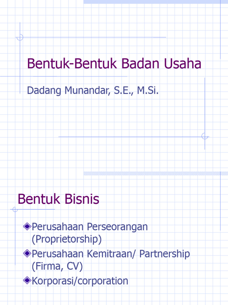 Bentuk-Bentuk Badan Usaha | PDF