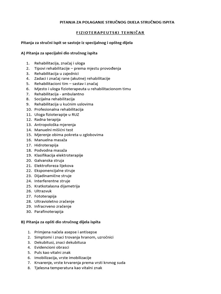 fizioterapeutski tehnicar | PDF