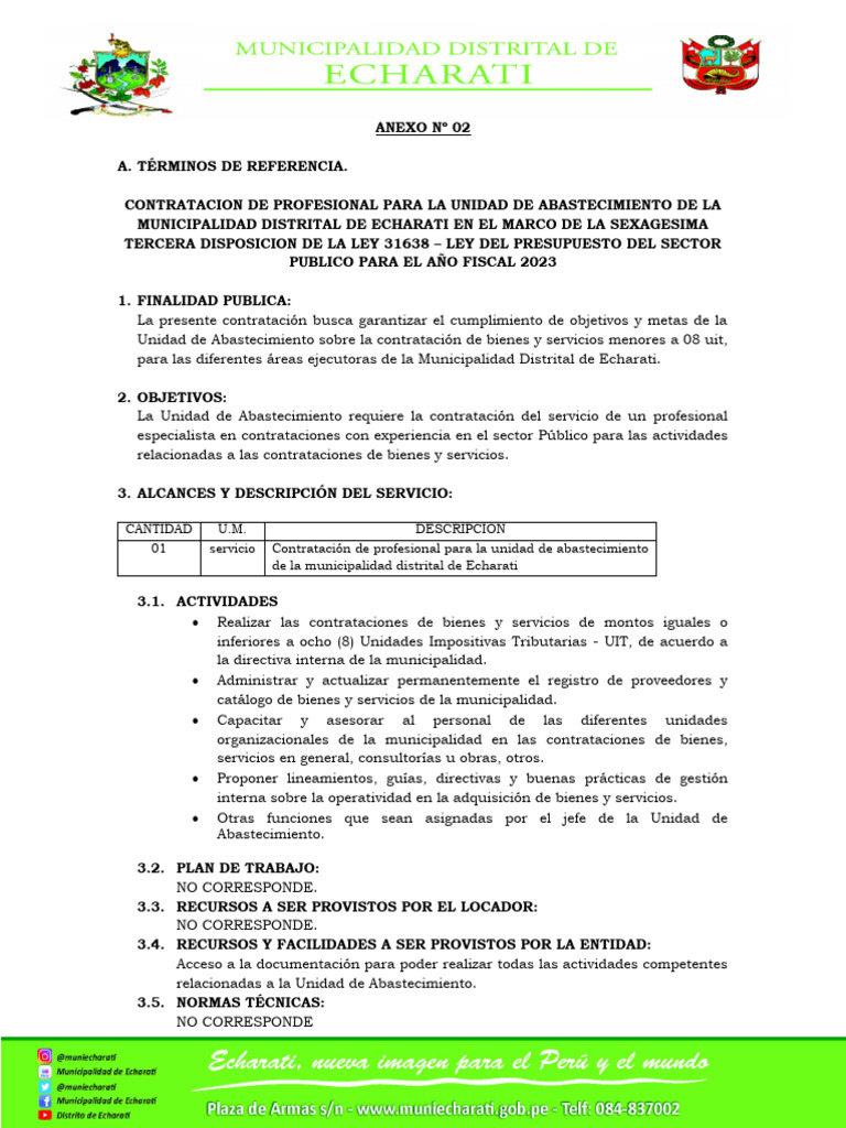 MODELO DE TDR LOCACION Ok | PDF