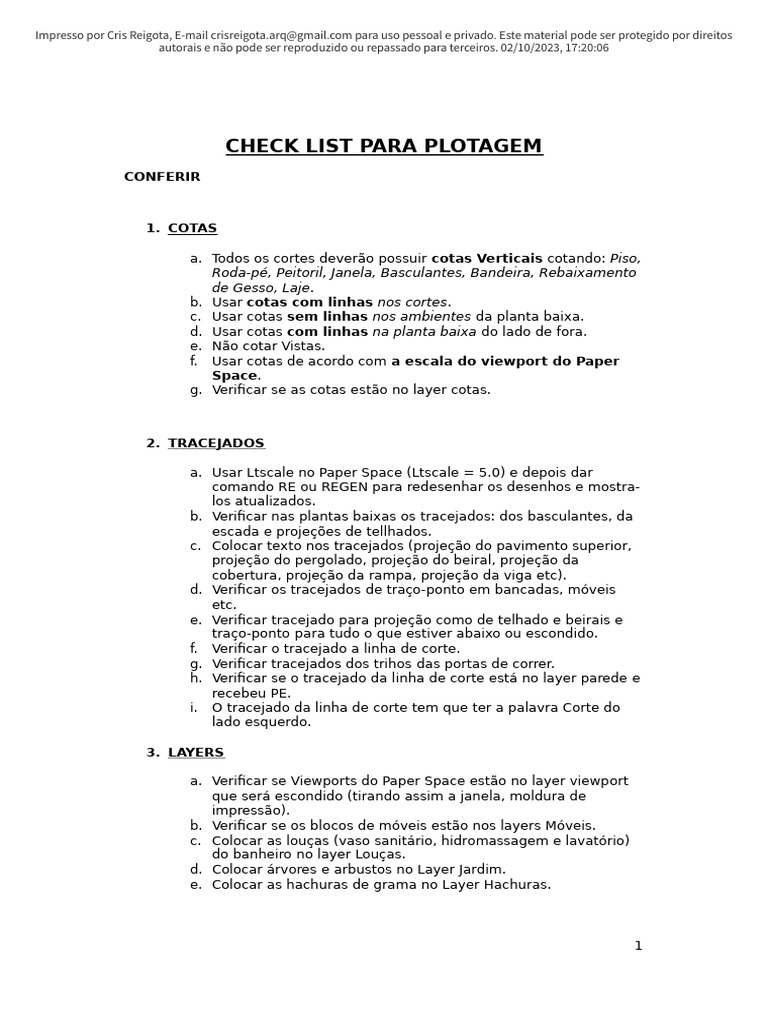 Checklist Plotagem | PDF