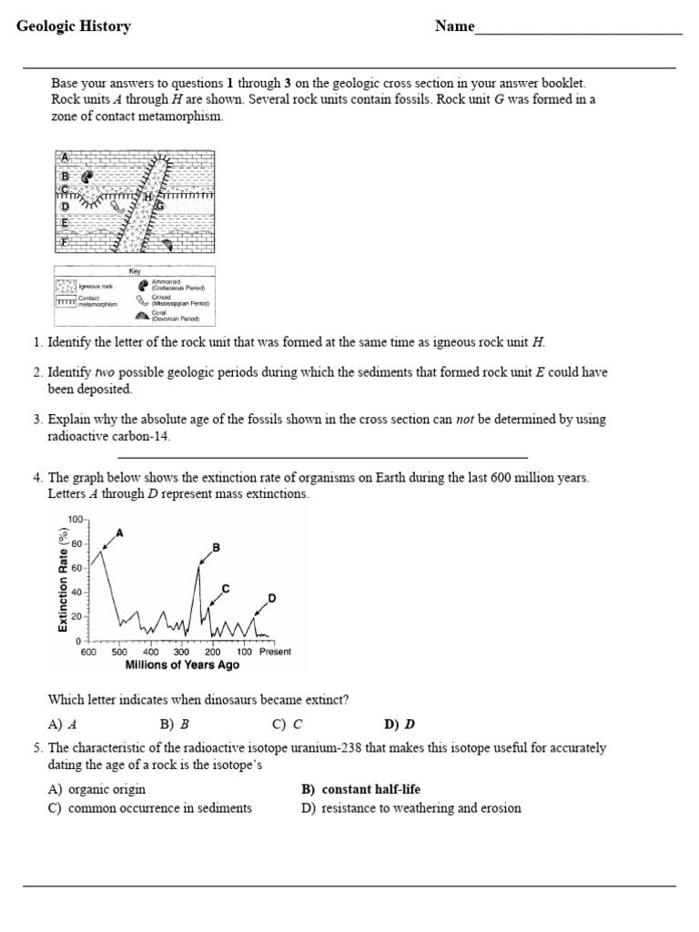 Geologic History Review TC | PDF | Geology | Radioactive Decay
