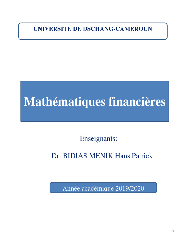 Cours de Maths Financière | PDF