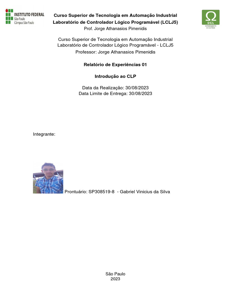 Relatório Introdutório Ao CLP e Linguagem de Programação em Ladder | PDF