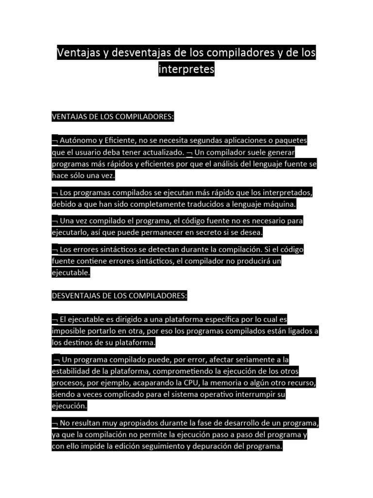 Compiladores vs Intérpretes: Pros y Contras | PDF