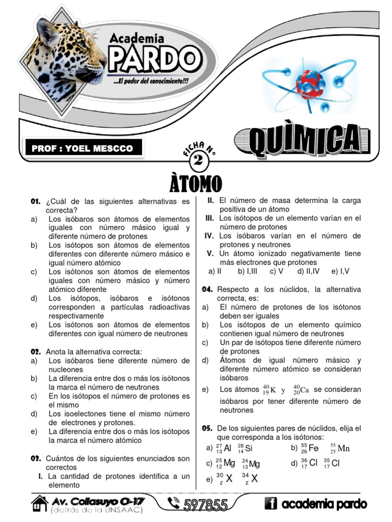 Atomo 2020 Quimica Pdf átomos Neutrón
