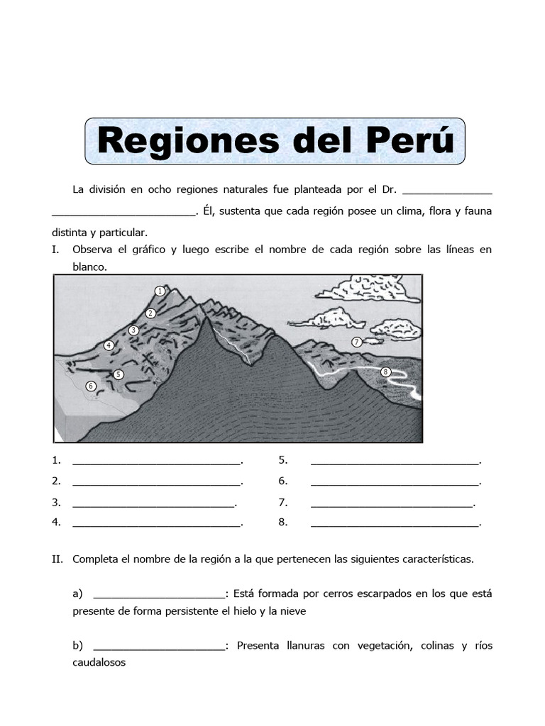Ficha-regiones-del-peru-para-Cuarto-de-Primaria | PDF