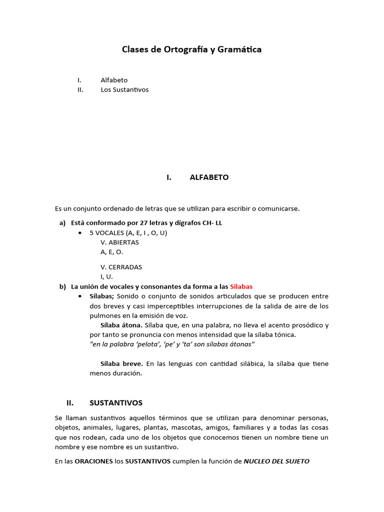 Clases de Ortografía y Gramática | PDF