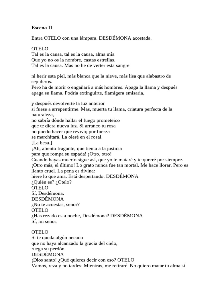Muerte de Desdémona en Othello | PDF