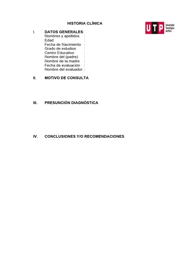 Caso PC2 - Historia Clínica | PDF