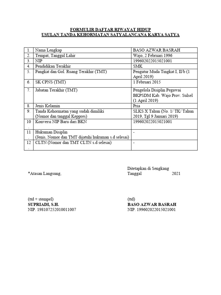 Format DRH Sesuai Se Setmil | PDF