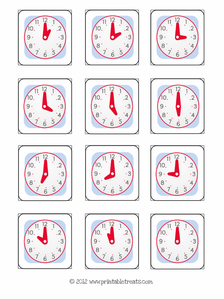 Telling Time Memory Game Printable | PDF Telling Time Memory Game Printable | PDF