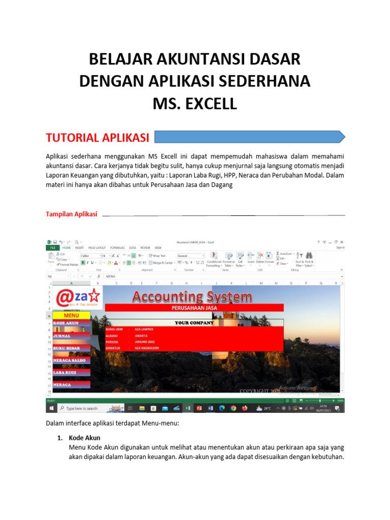 Belajar Akuntansi Dasar Menggunakan Aplikasi Sederhana Ms Excell - Dosen | PDF