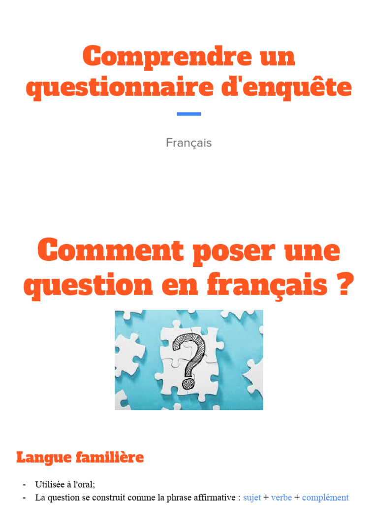 Poser des questions en français | PDF | Question | Phrase