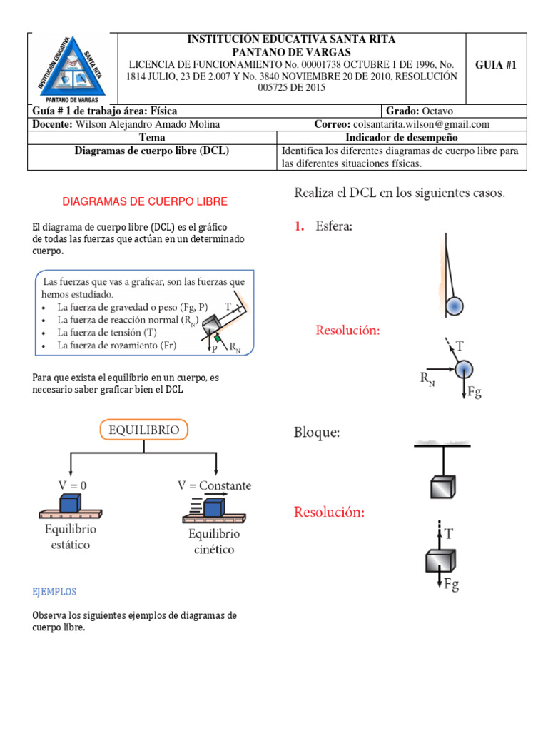 Guia Nº1 Diagramas de Cuerpo Libre DCL | PDF
